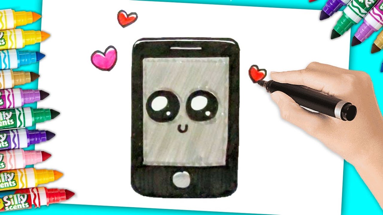 how to draw a mobile phone easy | cute phone drawing | cute phone - YouTube