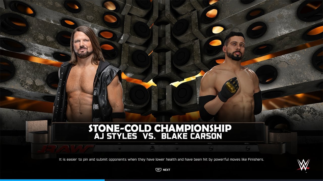 WWE 2k25 | Aj Styles vs Created Wrestler Blake Carson Stone-Cold Championship - YouTube