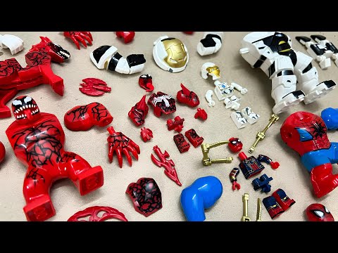 lego marvel carnage vs spider-man and hulkbuster whith | minifigures lego unofficial