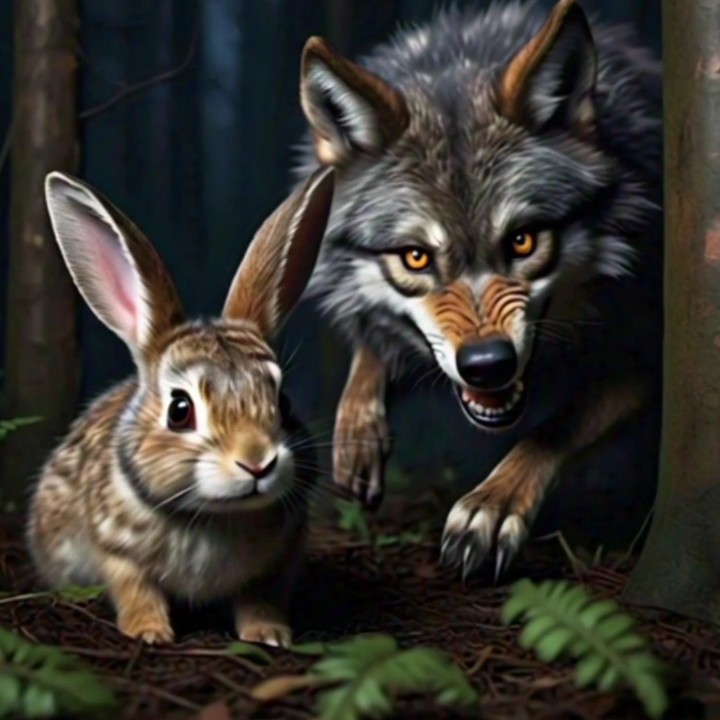 "Brave Lion Saves Rabbit from Ruthless Wolf Attack!"#LionVsWolf # ...