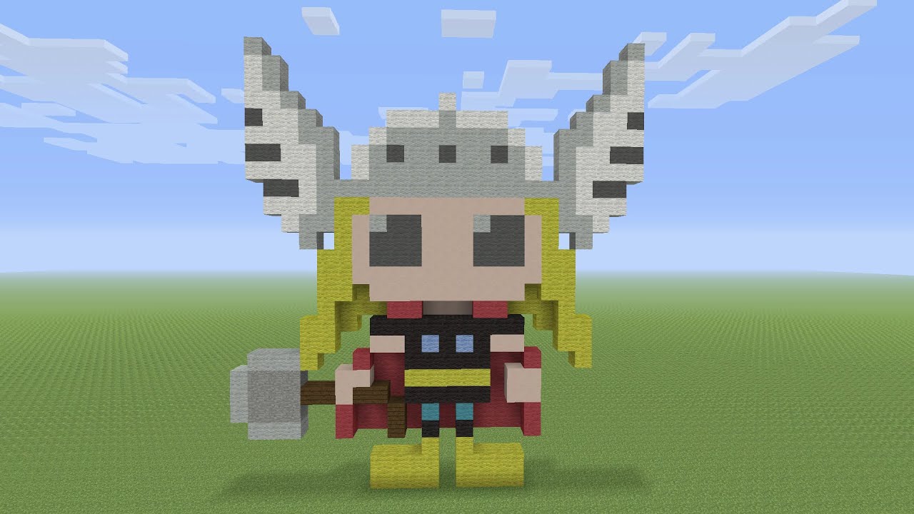 Minecraft Pixel Art - Thor From The Avengers - YouTube
