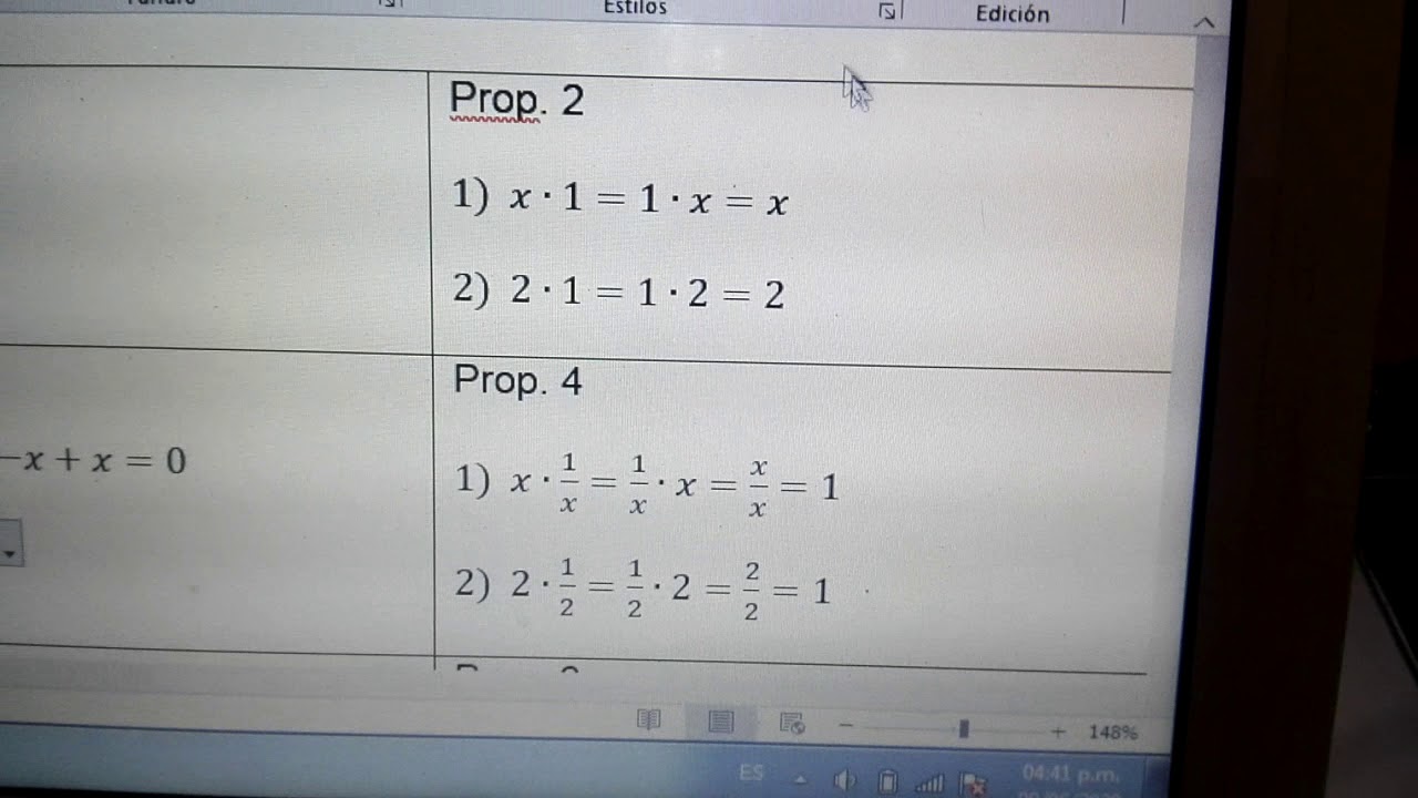 Propiedad del Neutro aditivo y multiplicativo, Del inverso aditivo y ...