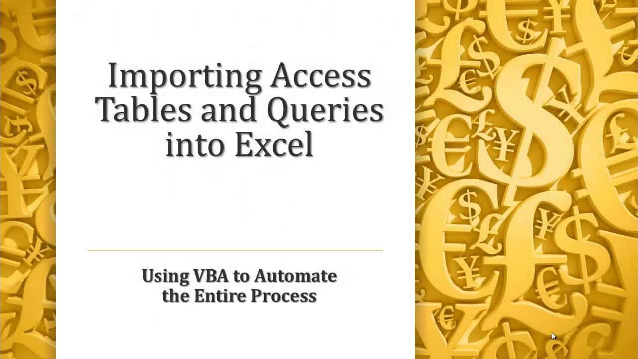 Exporting tables or queries from Access to Excel with VBA - YouTube