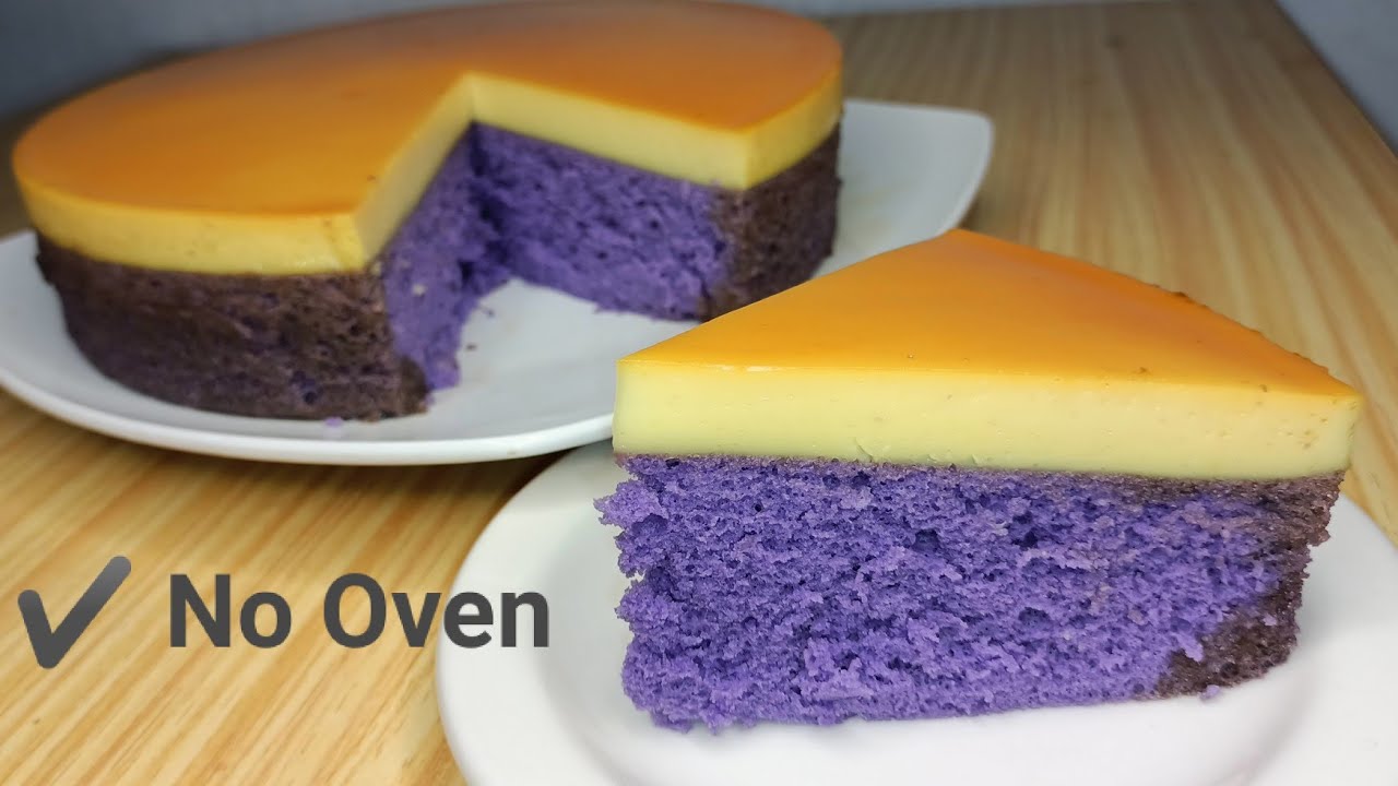 No Bake / Ube custard cake - YouTube