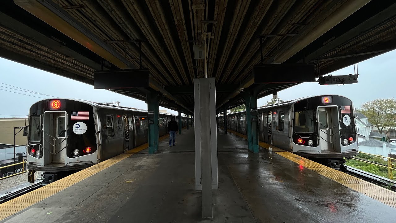 IND Rockaway Line: (S) Trains @ Beach 67 Street (R46, R179) - YouTube