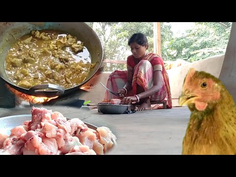 chicken cutting || village style chicken curry || women cutting chicken || tribe cooking videos