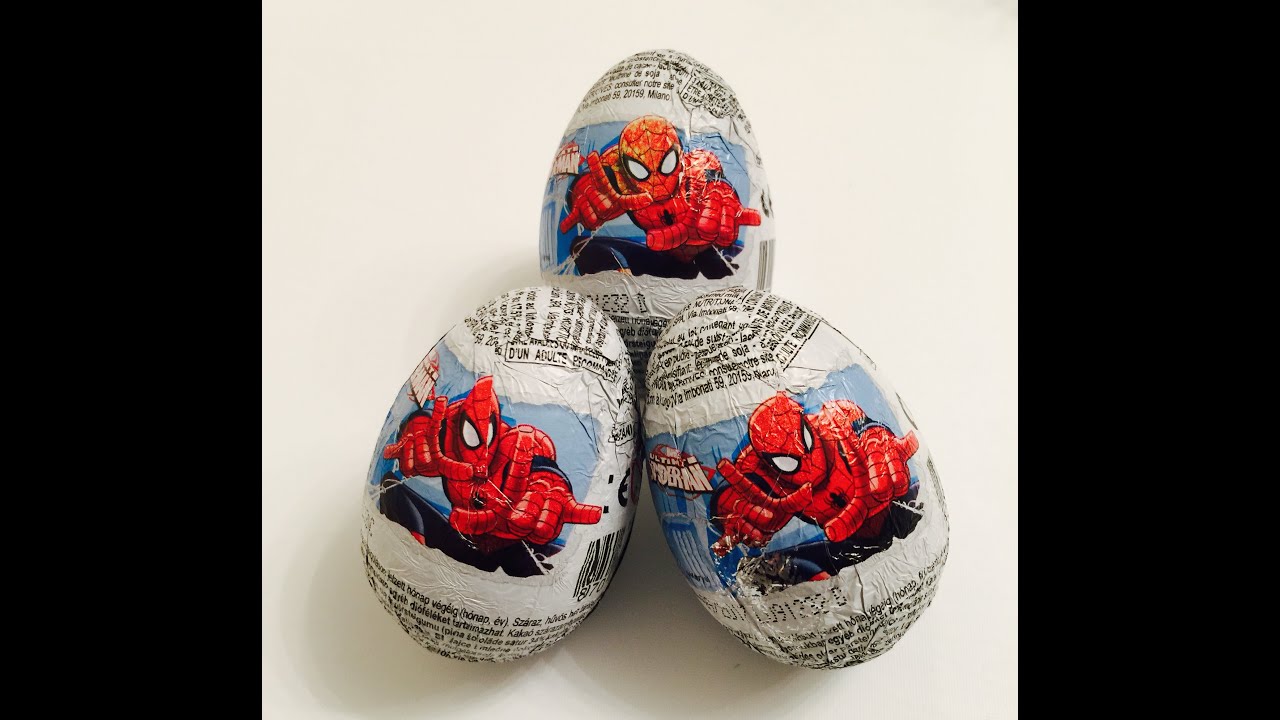 SPECIAL 3X EGG SURPRISE SPIDERMAN opening with facts KINDER TOYS BATTLE ...