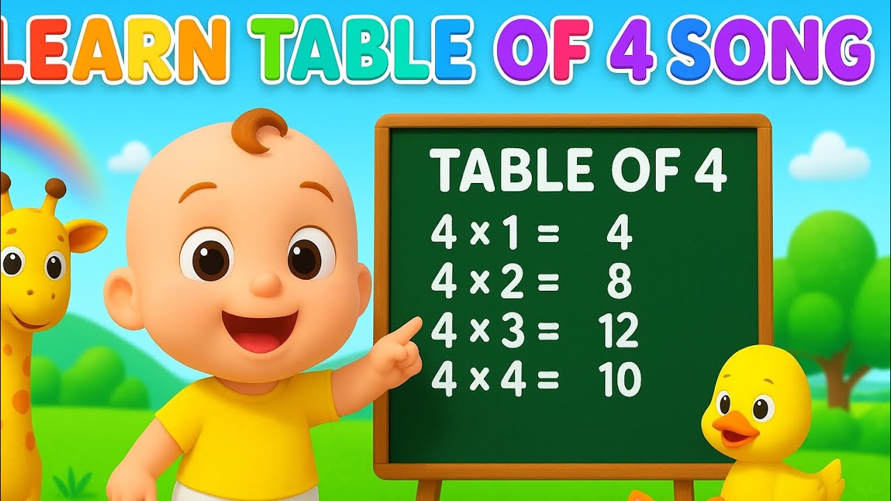 Table of 4 Song for Kids | Learn Multiplication Tables | 4 Times Table ...