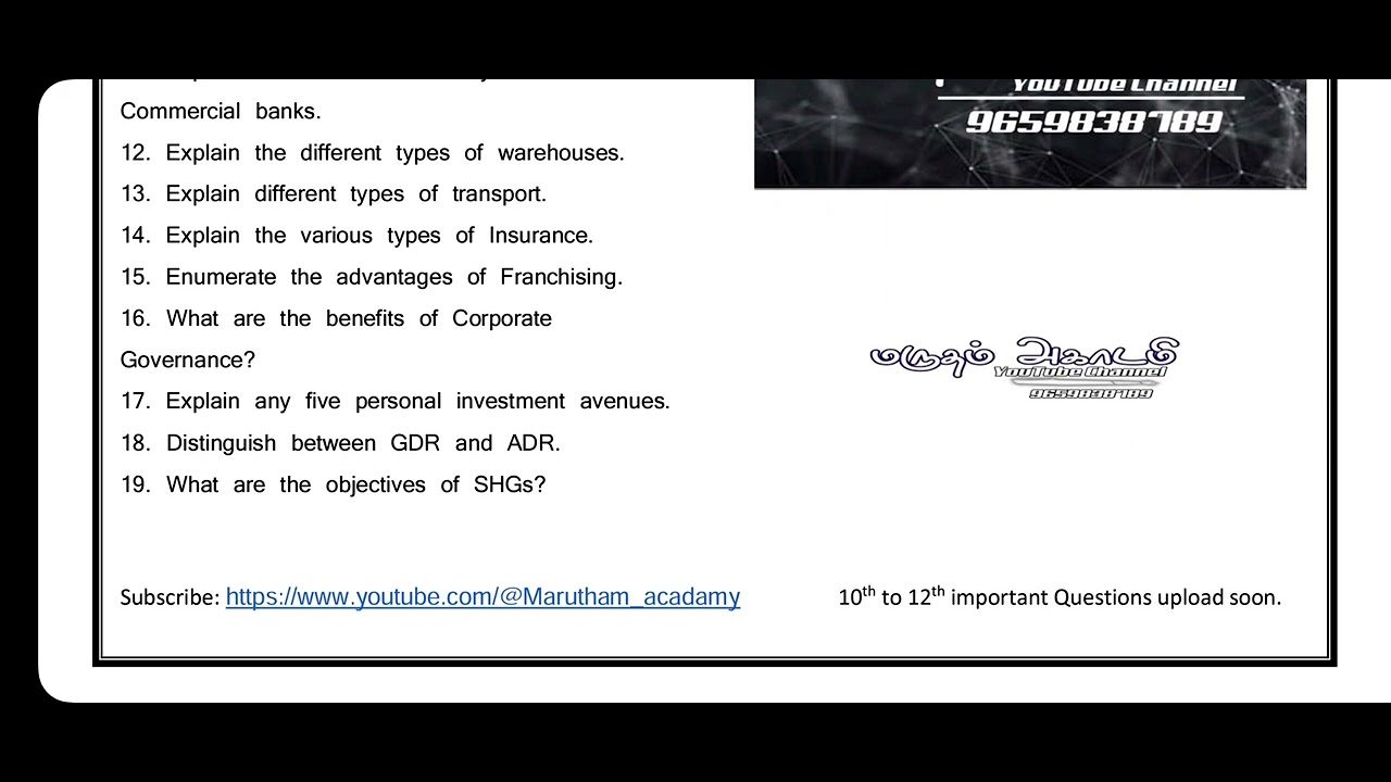 11th commerce important questions 2024 - YouTube