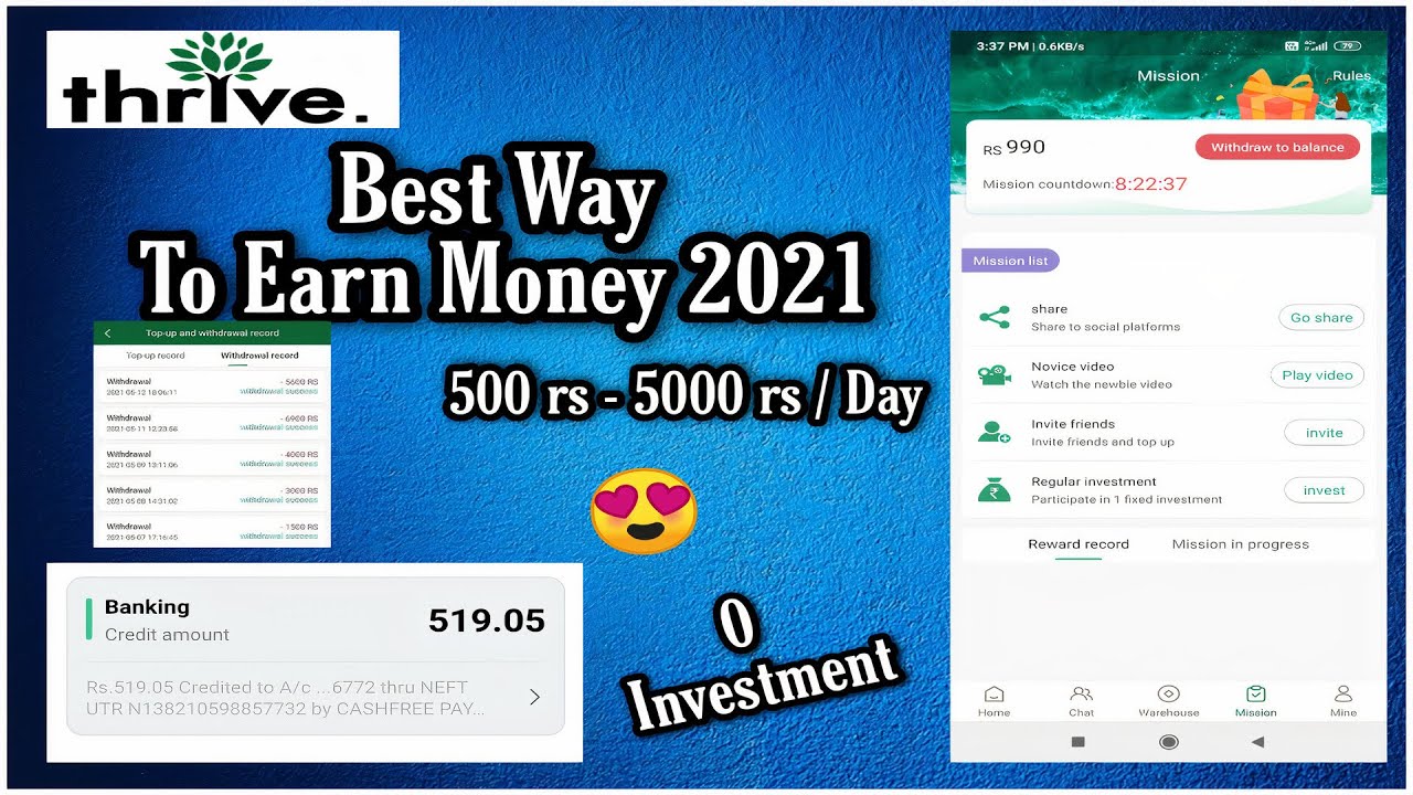 THRIVE APP II Best Way To Earn Money 2021 || BEST EARNING APP FOR ...