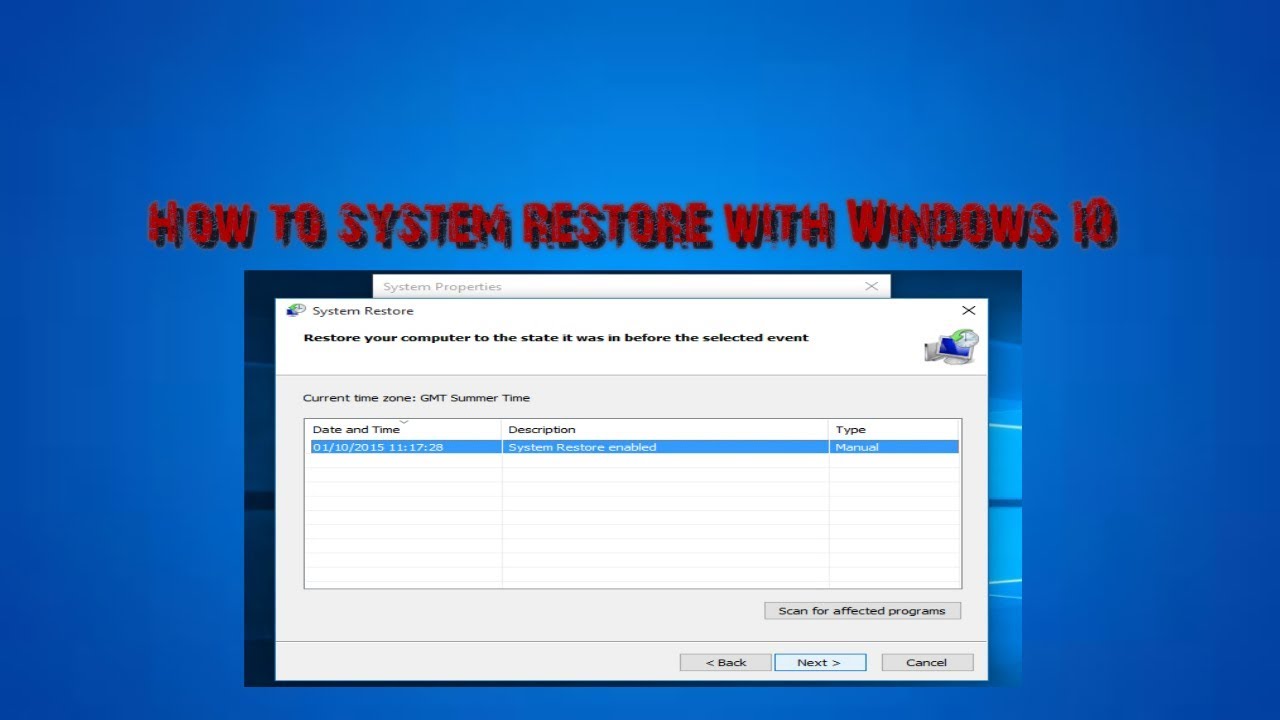 How to system restore with Windows 10 tutorial 2017 - YouTube