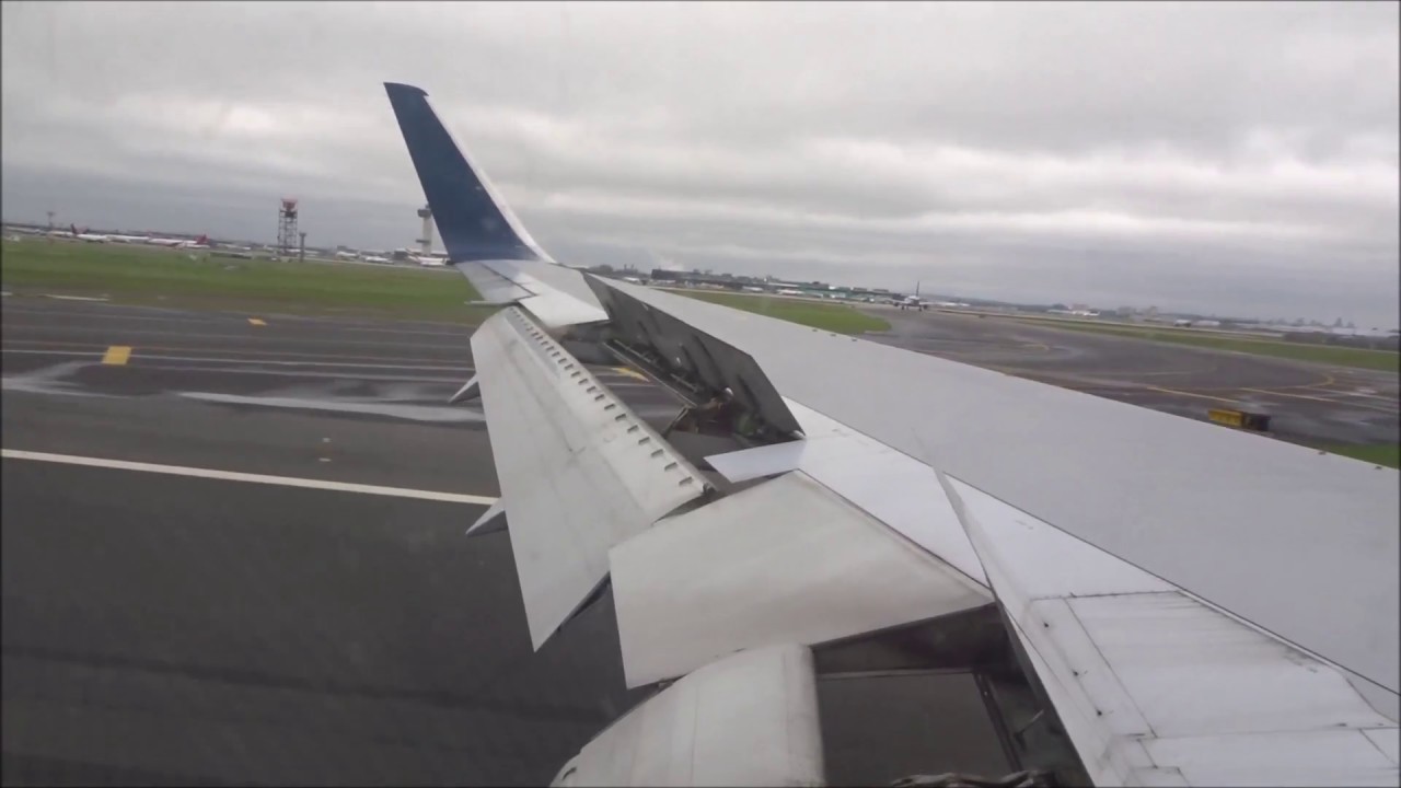 Onboard Boeing 767 300; flaps, aileron,spoilers in action - YouTube