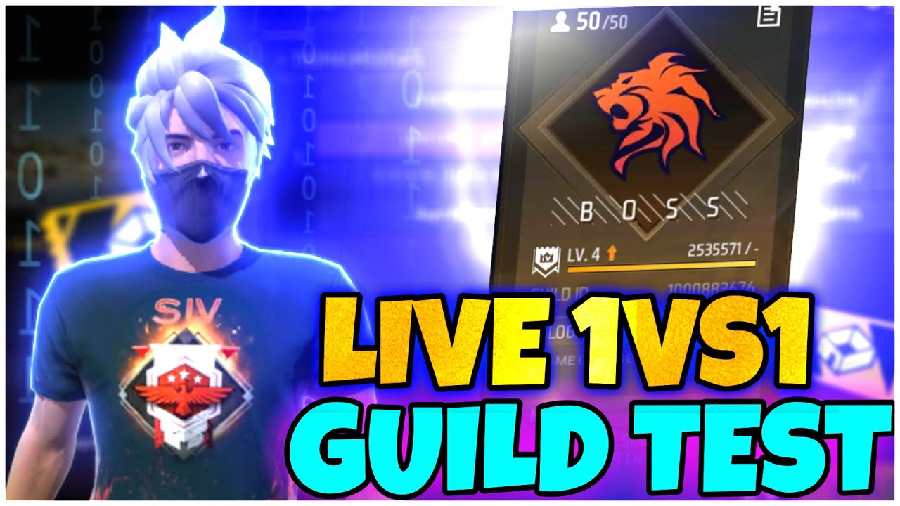 FF LIVE GUILD TEST 1 VS 1 | FREE FIRE LIVE GUILD TEST | LIVE GUILD ...