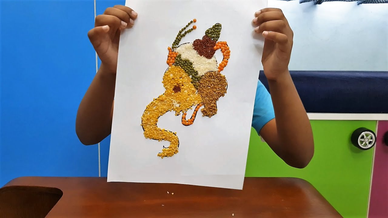Lord Ganesha Craft | How to make Lord Ganesha Idol with pulses or dal ...