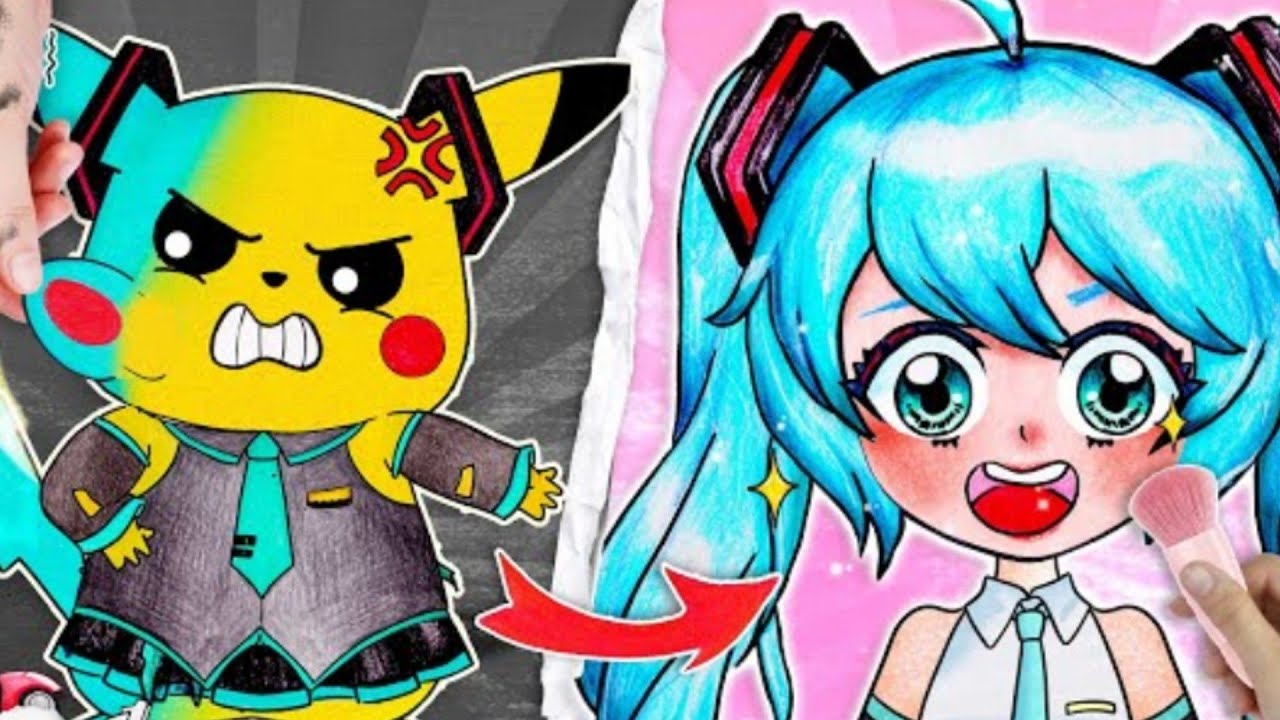 paper diy 🌟Who's that Pokémon?🌟 - Pikachu🌟 Transformation To Hatsune ...