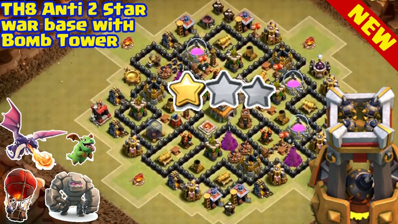 Clash of Clans th8 War Base BOMB TOWER ♦ ANTi GoWipe ♦ ANTi Dragons ♦ ...