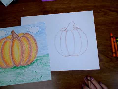 How to draw and shade a pumpkin with crayons! - YouTube