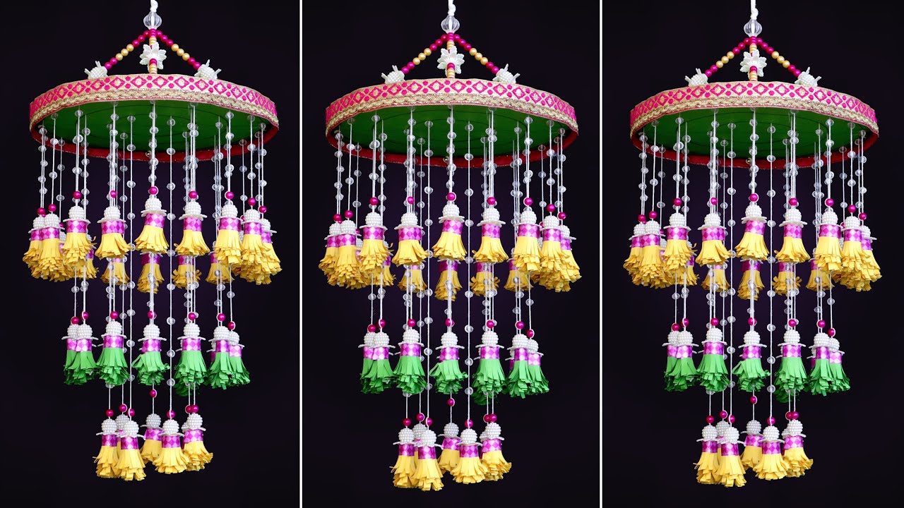 Amazing Paper Wall Hanging Craft || DIY Jhumar Making at Home || Room ...