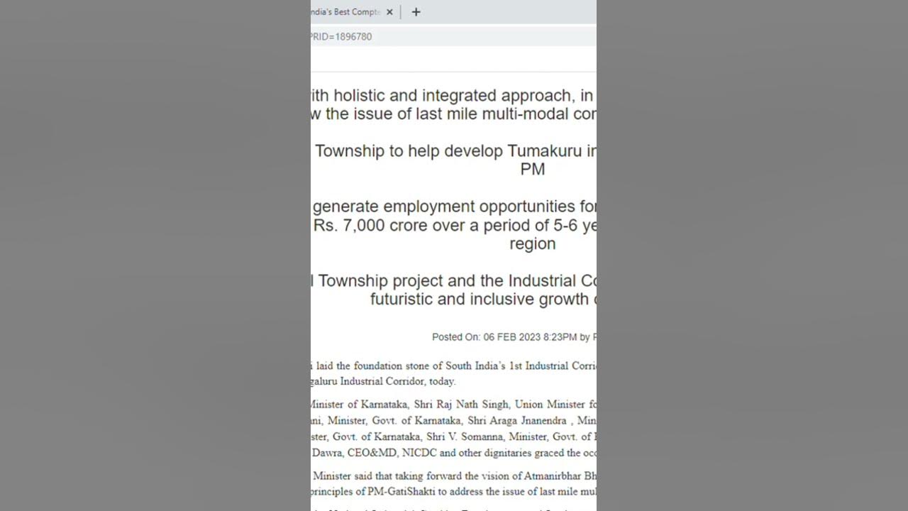 South India's 1st Industrial Corridor Project ,the Tumakuru Industrial ...