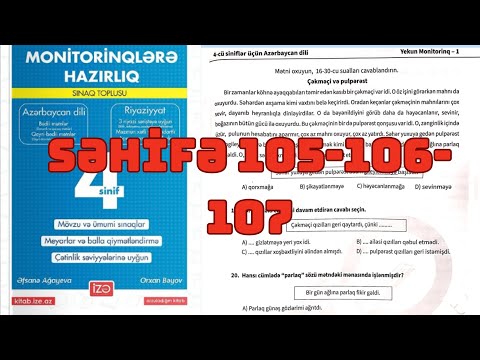 4-CÜ SİNİF AZƏRBAYCAN DİLİ İZƏ MONİTORİNQ 105-106-107  ÇƏKMƏÇİ VƏ PULPƏRƏST (85 №-Lİ MƏKTƏB )