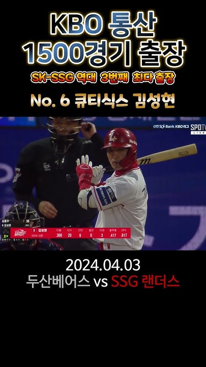 KBO 1500경기 출장! SSG랜더스 No 6 김성현 - YouTube