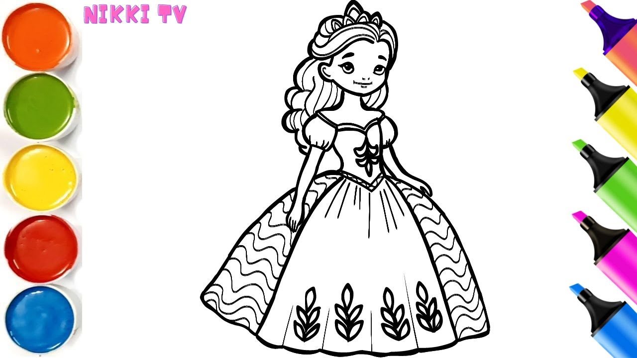 Beautiful 👸 Princess Easy Drawing, Painting, Coloring for Kids and ...