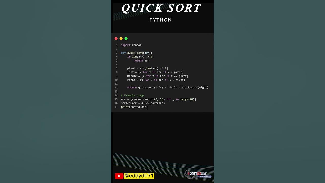 Python Short Code Quick Sort Youtube