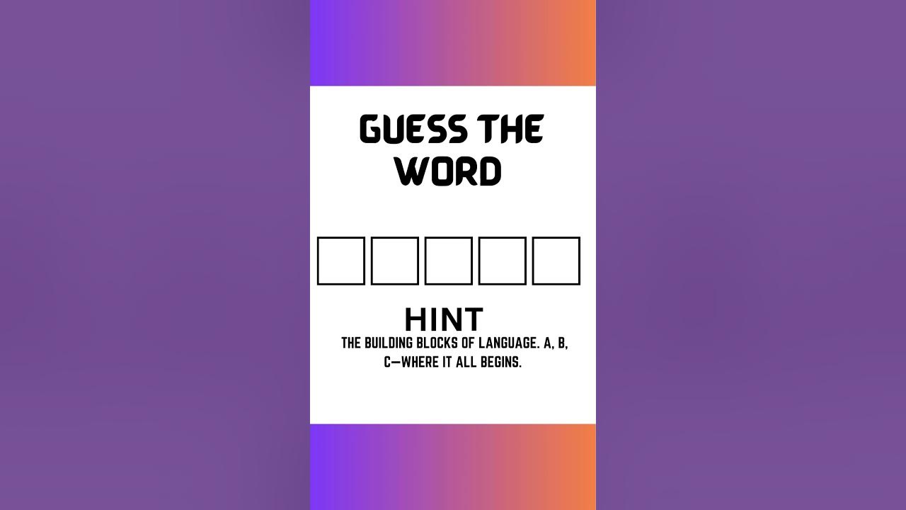 GUESS THE WORD | GUESS THE WORD CHALLENGE - YouTube