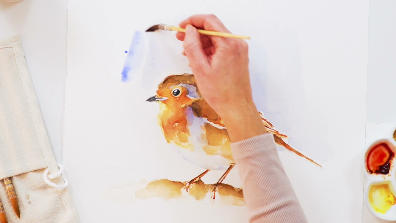 FREE watercolour robin tutorial with Jennifer Rose - YouTube