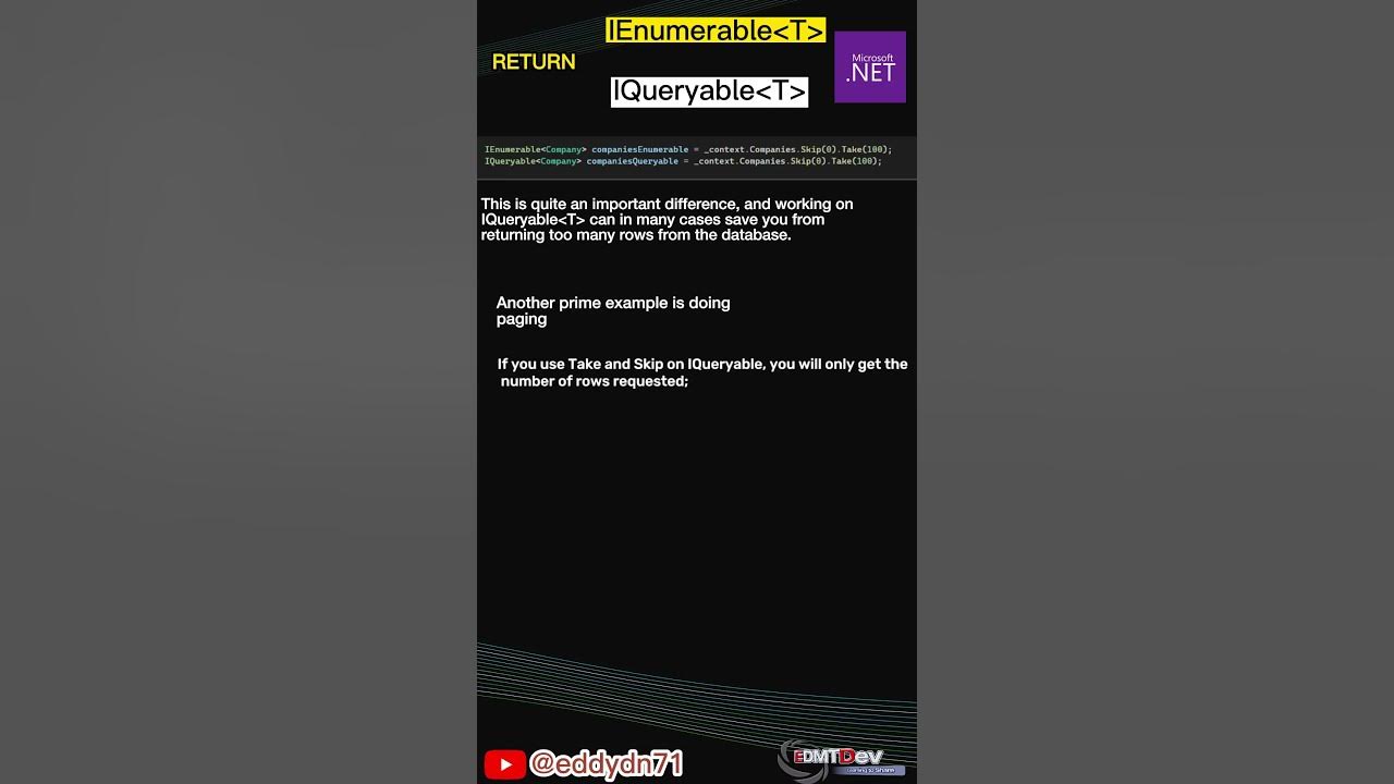 Net Interview 1 Different Between Enumerable Vs Queryable Youtube