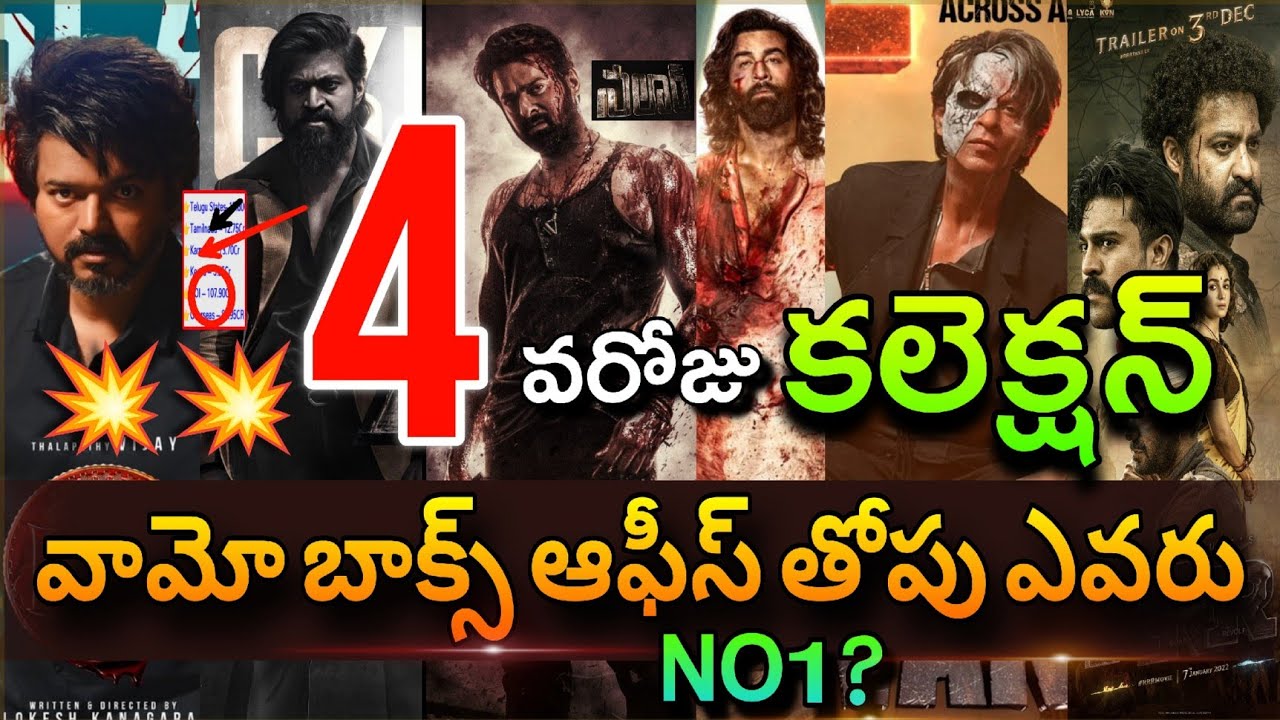 Prabhas Salaar 4 Days Collection Vs Jawan Vs KGF2 And RRR, Leo,Dunki ...