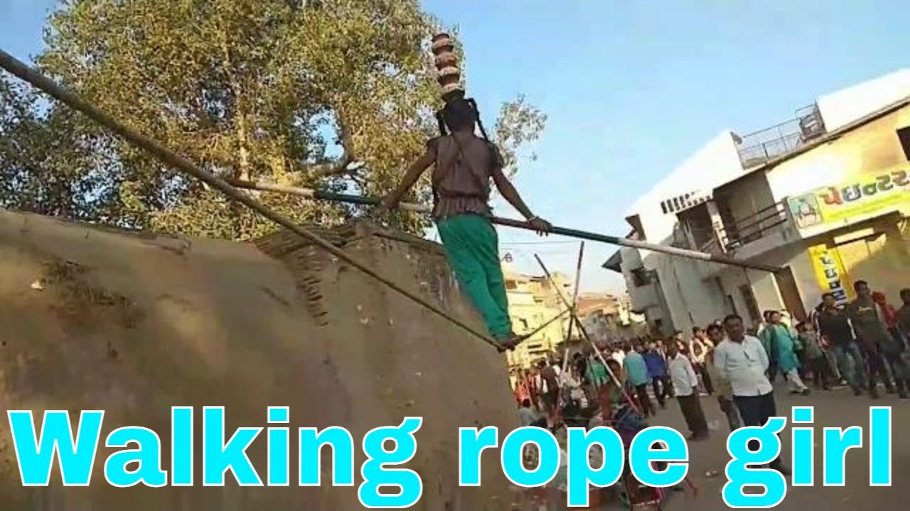 Brave girl amazing activity|Walking on hanging rope|Rope Walker Stunt ...