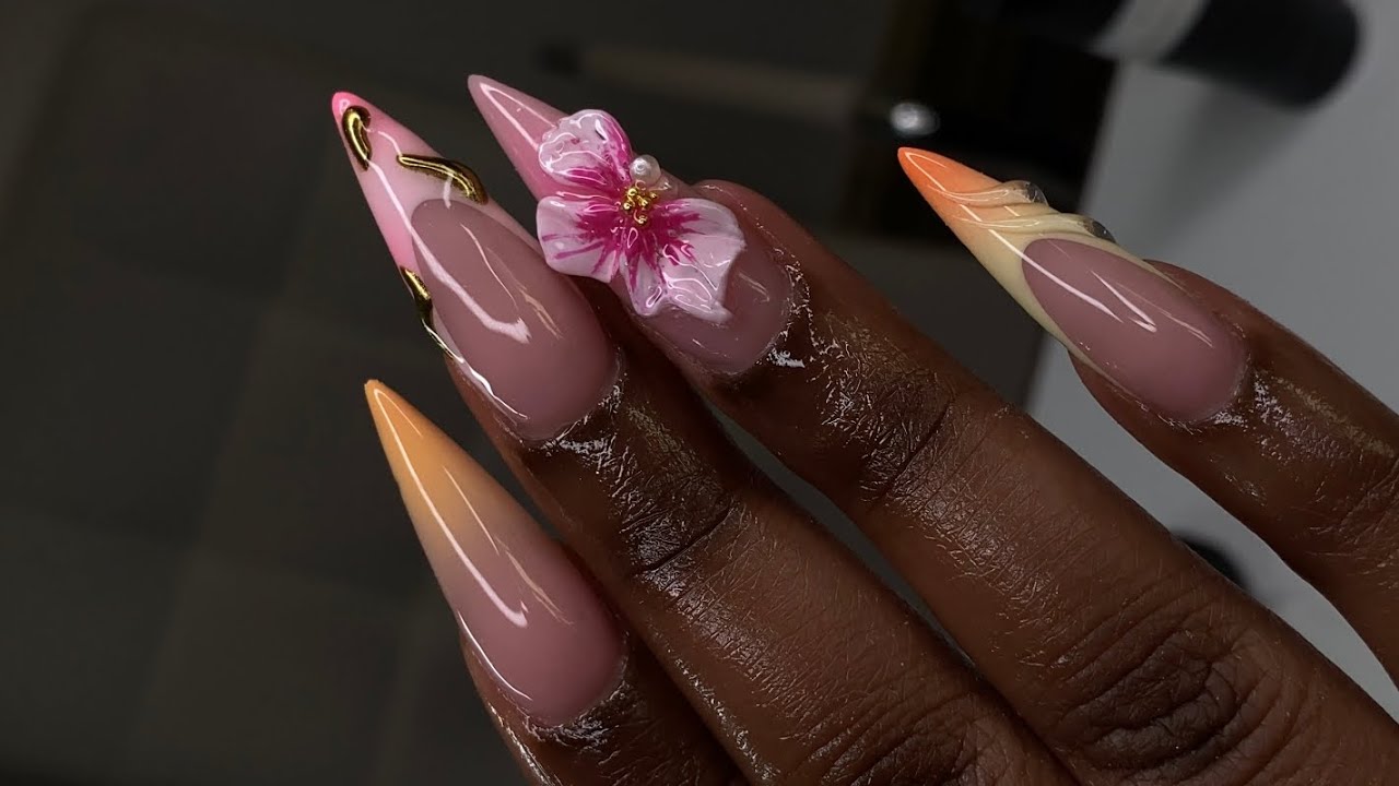 How To Infill With Polygel | 3D Sculpted Flower Nail Tutorial - YouTube