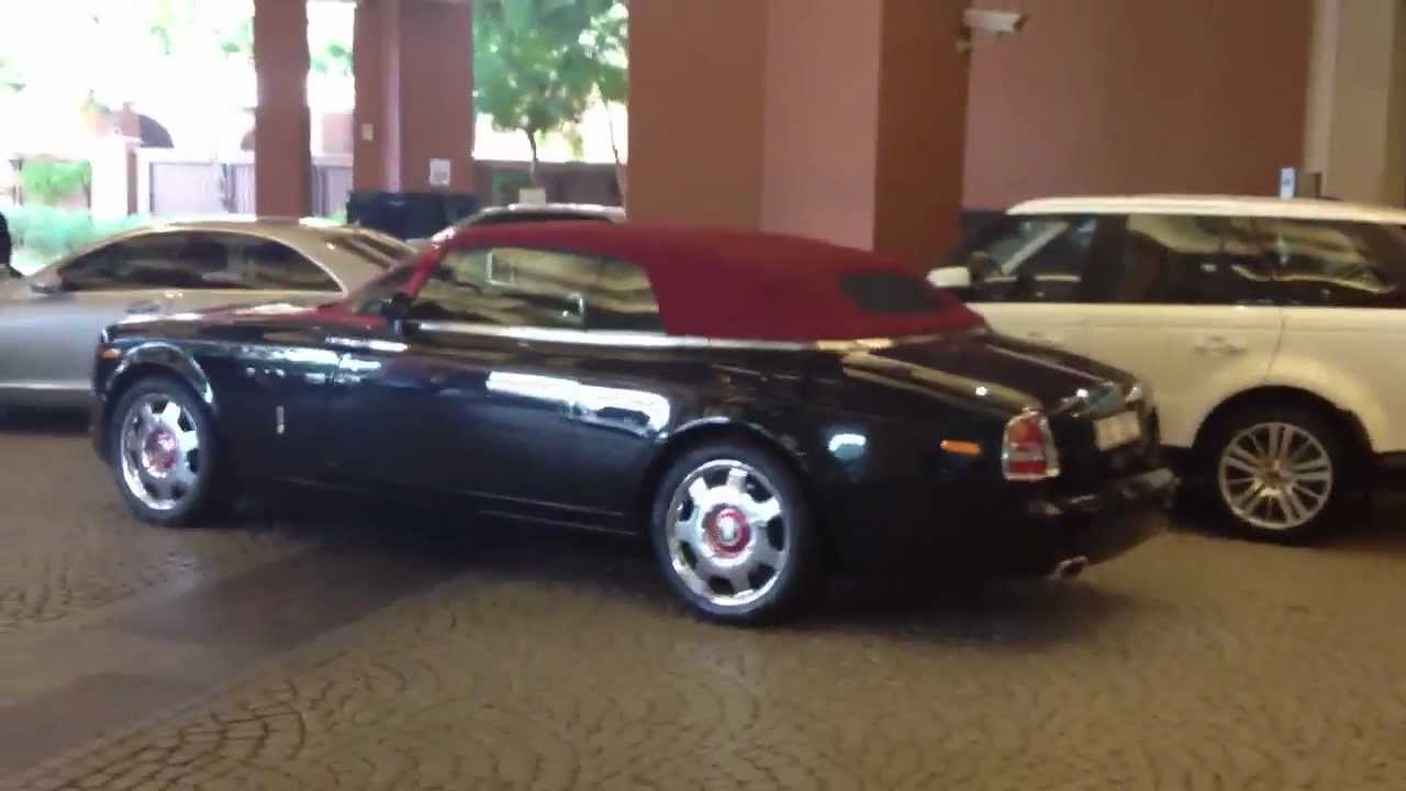 black Rolls Royce Phantom Drophead with red hood & roof - YouTube