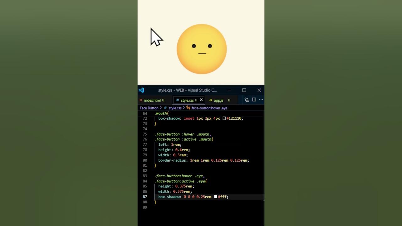 Face button animation using| HTML, CSS & JavaScript #coding #htmlcssjavascript #htmlcss - YouTube