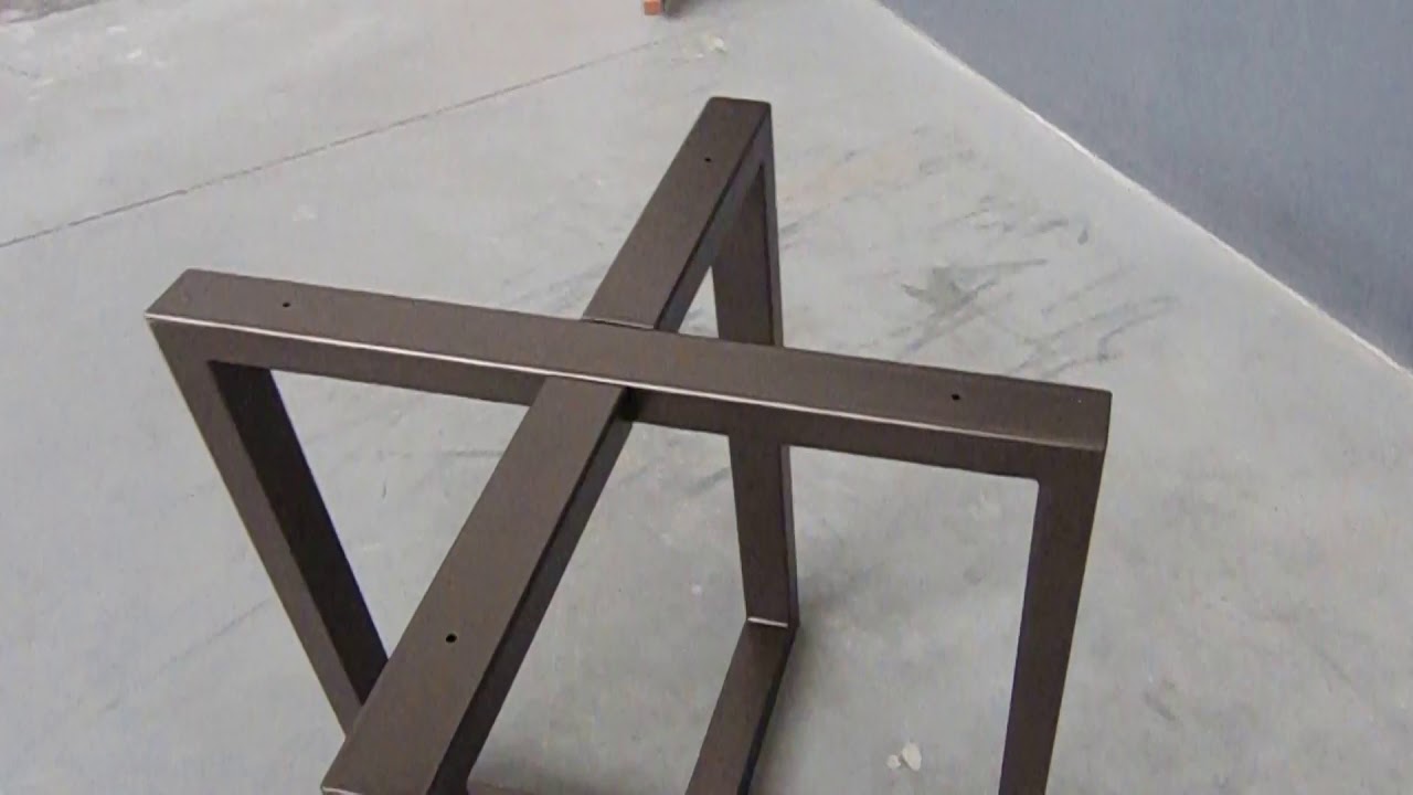 dark bronze steel frame round dining table base - YouTube