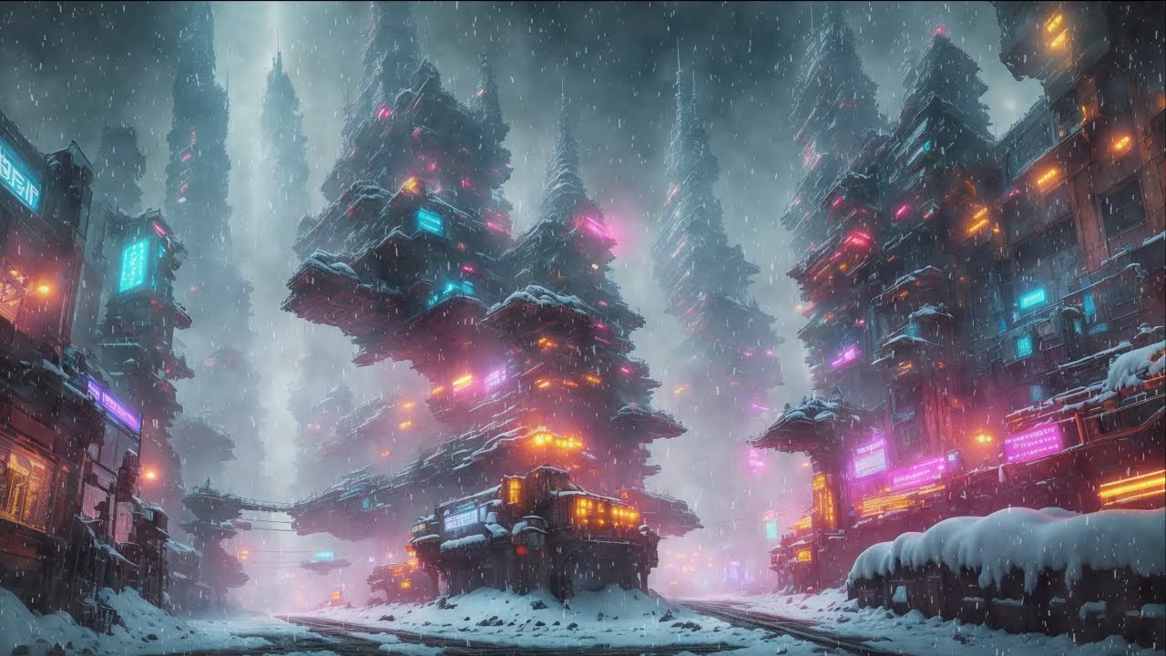 Relax in this Snowy Cyberpunk City | Lofi Music - YouTube