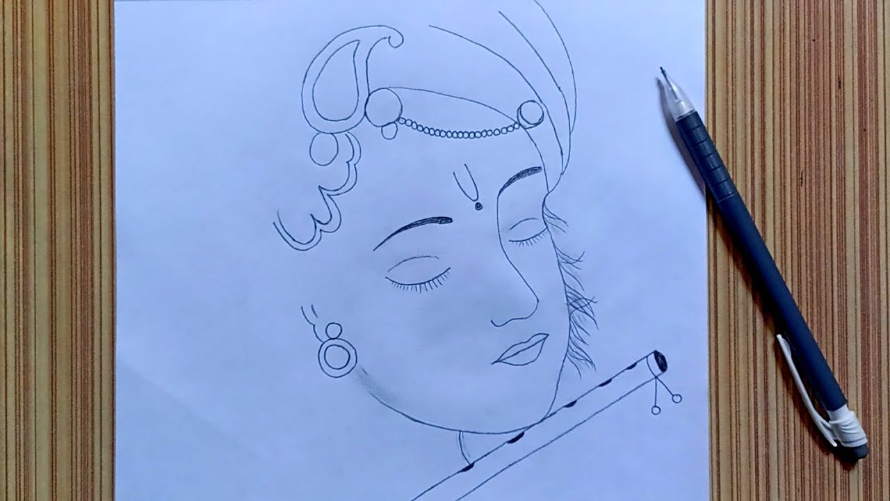 LORD KRISHNA face Drawing| Step By Step | Aadi Arts 🎨 - YouTube