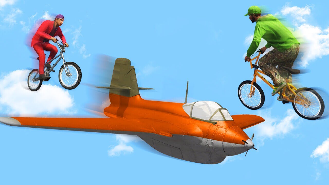 IMPOSSIBLE MILE HIGH PLANES vs. BMX CHALLENGE! (GTA 5 Funny Moments ...