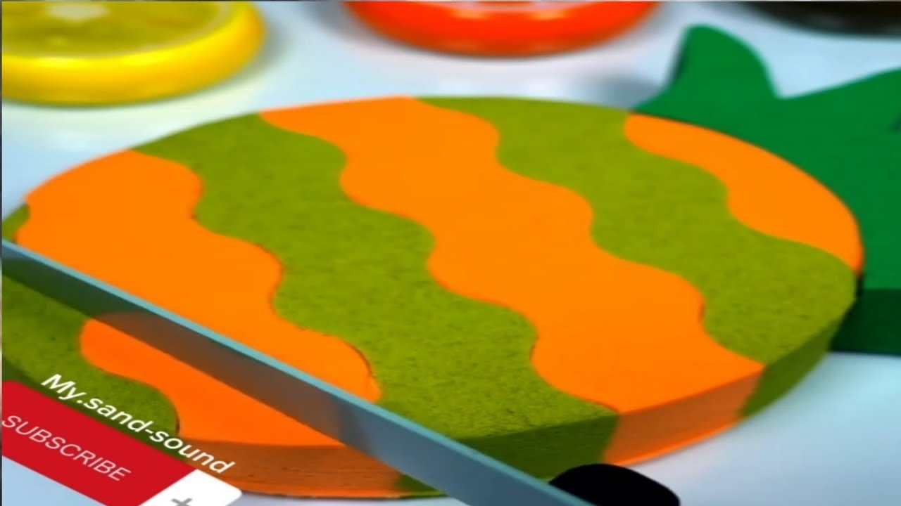 Most satisfied Kinetic sand cutting | Kinetic sand fruit cutting video ...