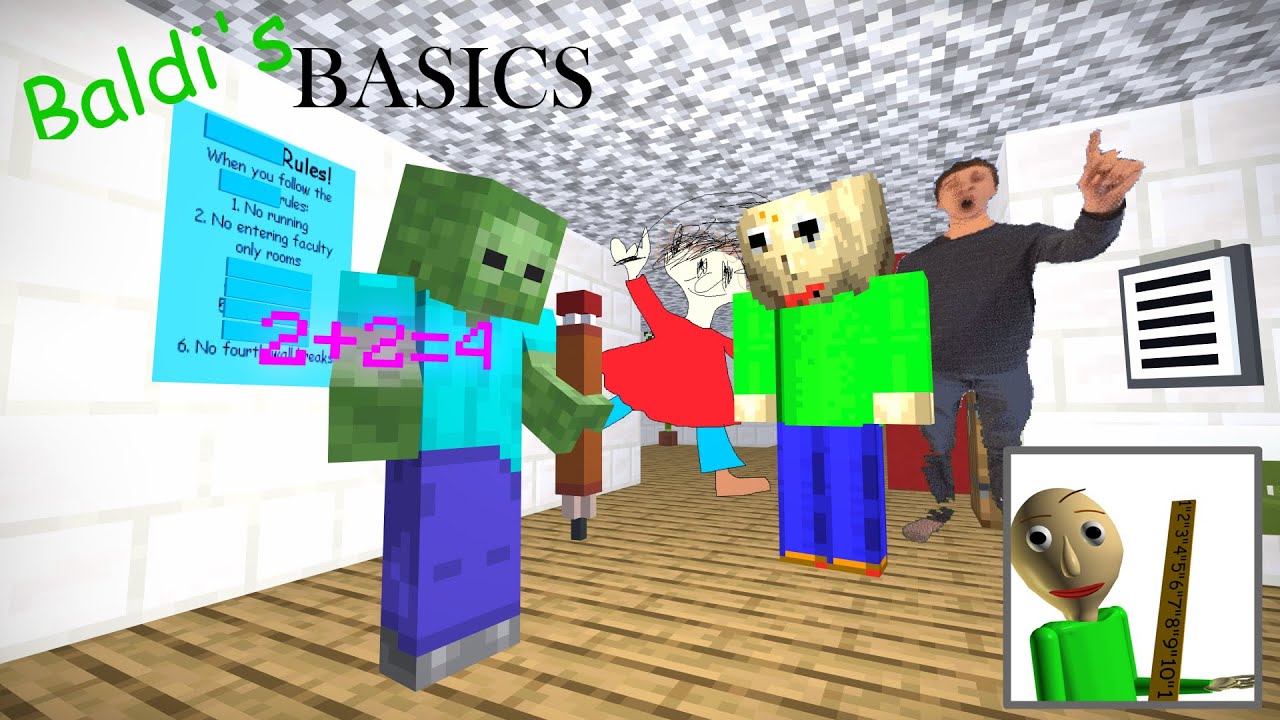 MONSTER MOBS BALDI'S BASICS ESCAPE CHALLENGE MINECRAFT ANIMATION - YouTube