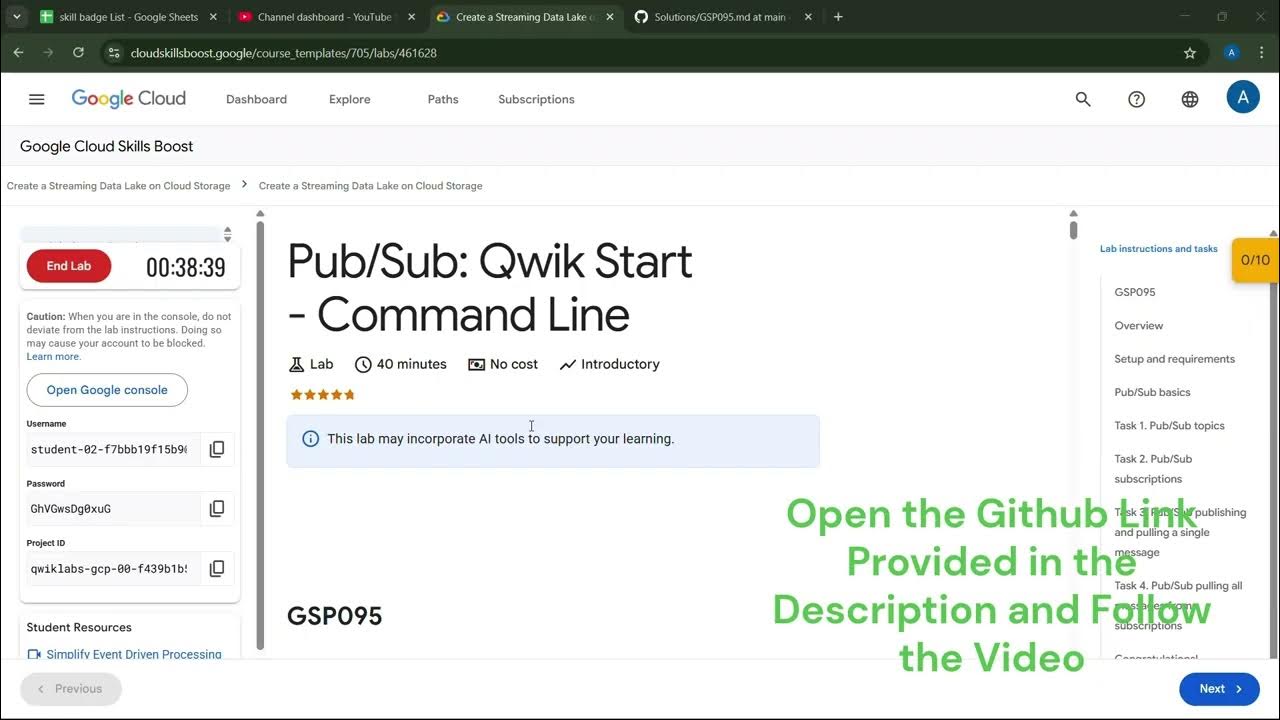 Pub/Sub: Qwik Start - Command Line || #GSP095 || By Arcade Helper - YouTube