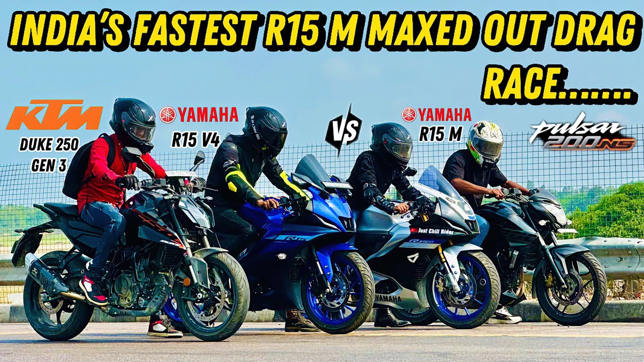 India’s Fastest R15 M🚀 Vs Duke 250 Gen 3 Vs NS 200 Vs R15 V4 🔥 Maxed ...