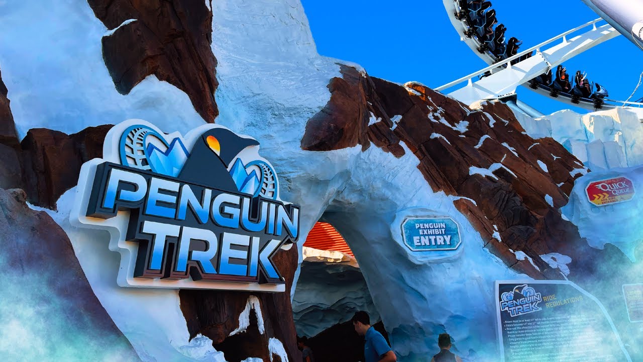NEW Penguin Trek Roller Coaster 🐧 Back Seat and Front Row POV at ...