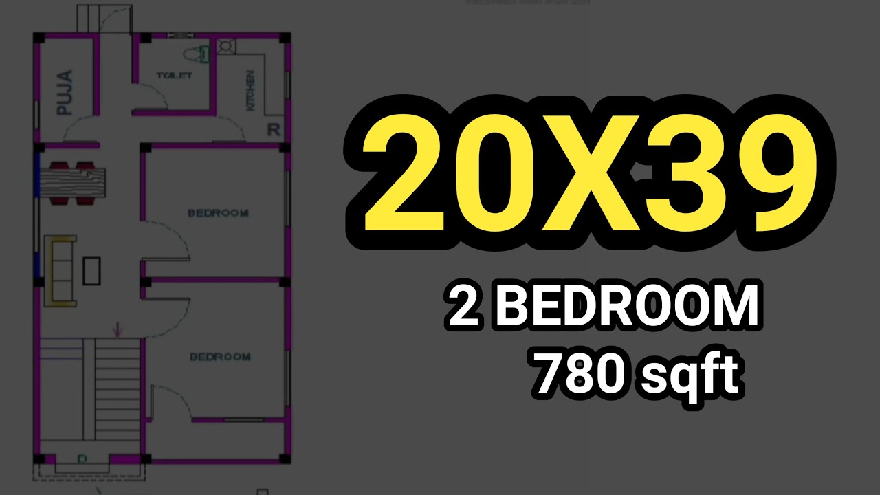 20x39 house plan 2 bedroom | 20x39 house plan west facing | 780 sqft ...