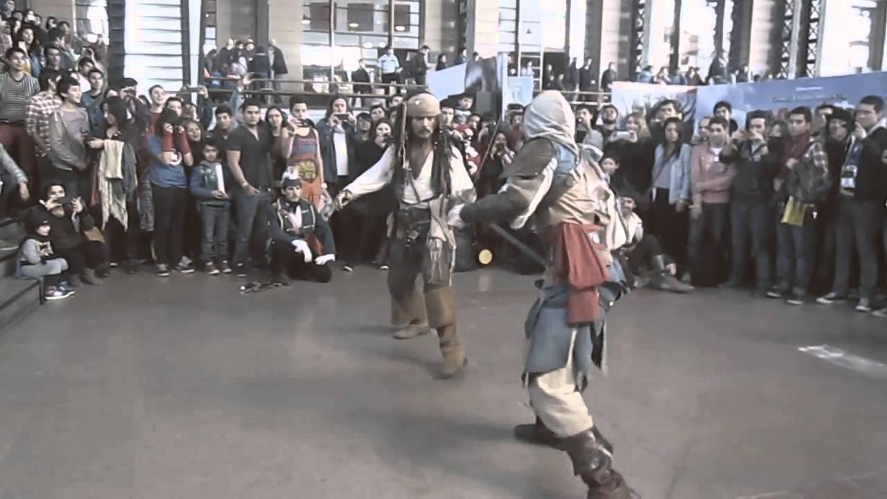 Jack Sparrow vs Edward Kenway Duel (Comic-Con Chile 2014) - YouTube