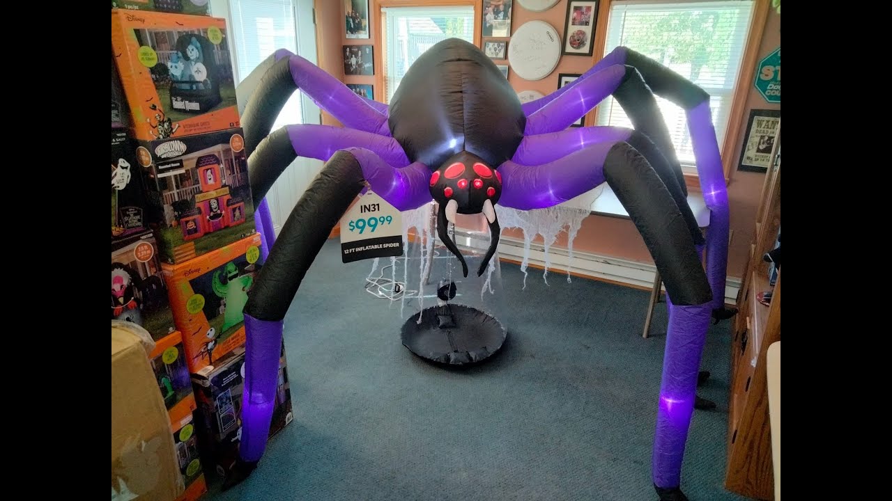 NEW FOR 2022 Airflowz 9ft Halloween Inflatable Purple Creepy Spider ...