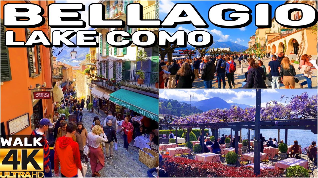 [4K] 🇮🇹 BELLAGIO, LAKE COMO ITALY WALKING TOUR. THOUSANDS OF TOURISTS ...