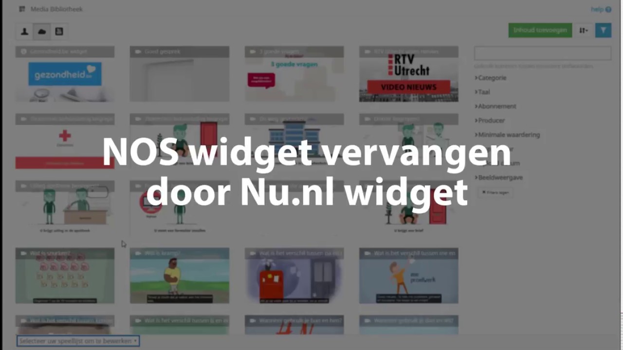 NOS widget vervangen door Nu nl widget in speellijst van Opensignage ...