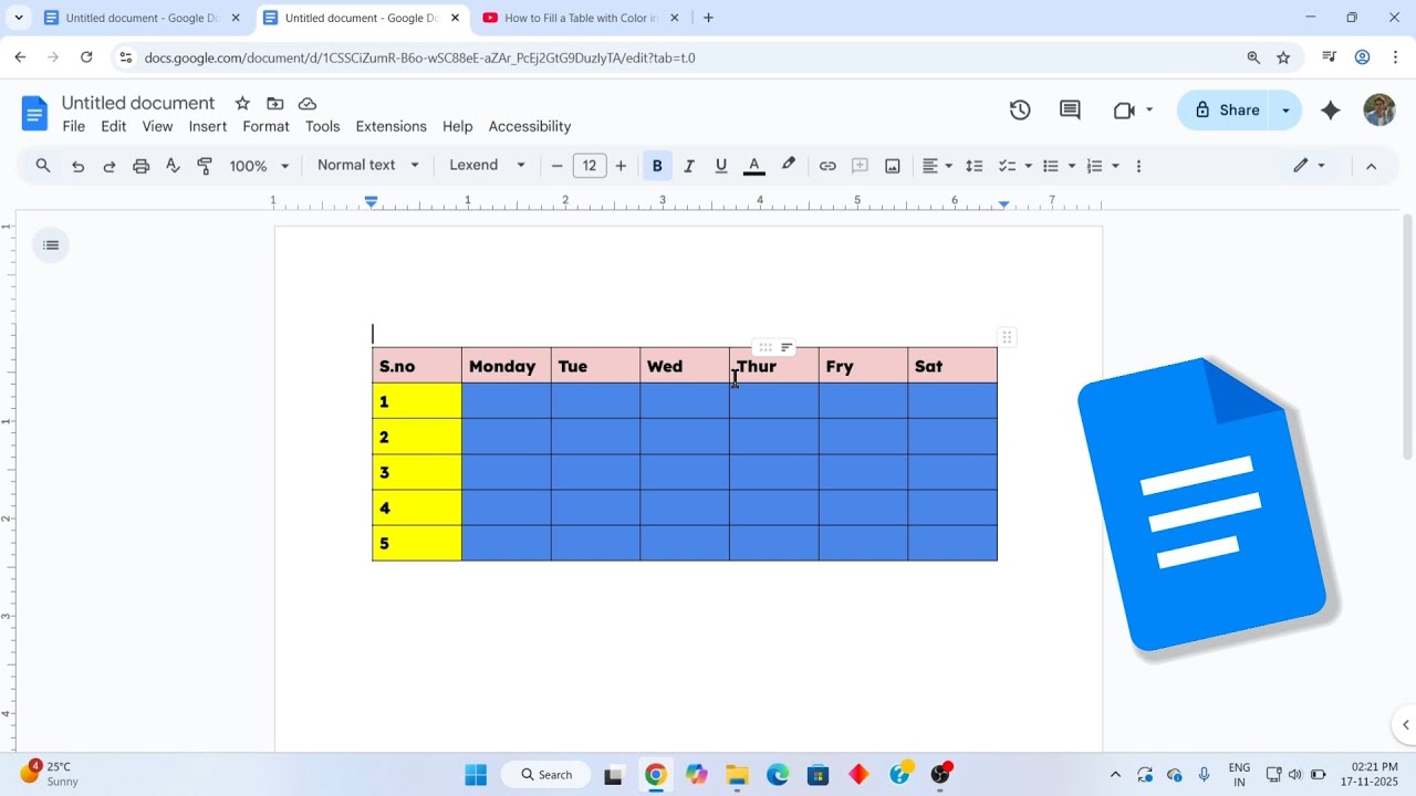 Google Doc Table Color | How To Color Table In Google Docs - YouTube
